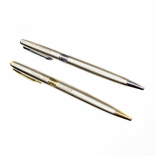 Engraved Silver or Silver/Gold Ballpoint Pen | Black Ink, Personalized ...